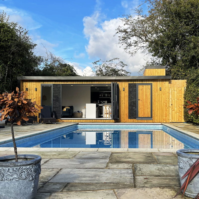 A Stunning Pool House In The Garden - Custom Bar And More