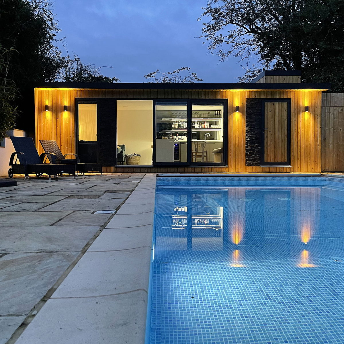 A Stunning Pool House In The Garden - Custom Bar And More